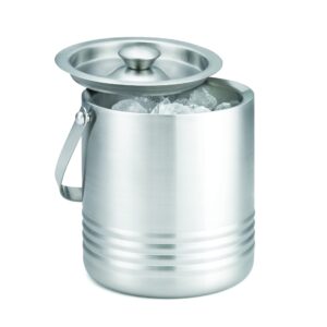 tablecraft products rib76 ice bucket, 7.25" x 6.5", large, silver