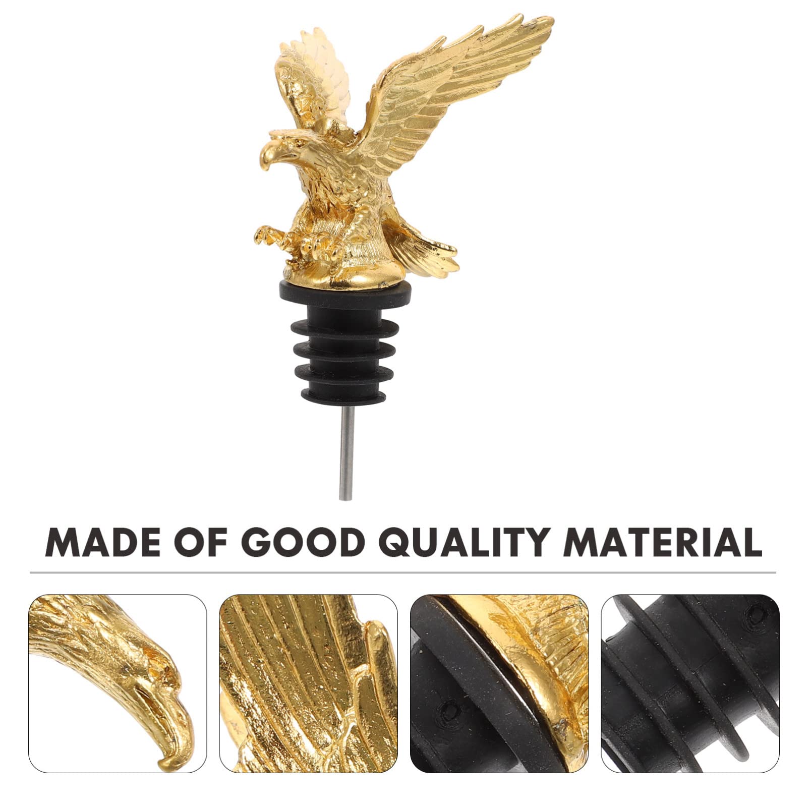 Hemoton Wine Pourer Spout Alloy Eagle Wine Bottle Stopper Liquor Pourers Animal Wine Aerator Wine Purifier Gifts for Christmas New Year Golden