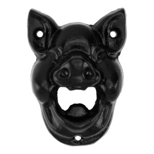 amosfun wall mounted bottle opener vintage cast iron pig head beer bottle opener animal teeth bite beer bartender cap open tool for bars ktv hotels housewarming gift black