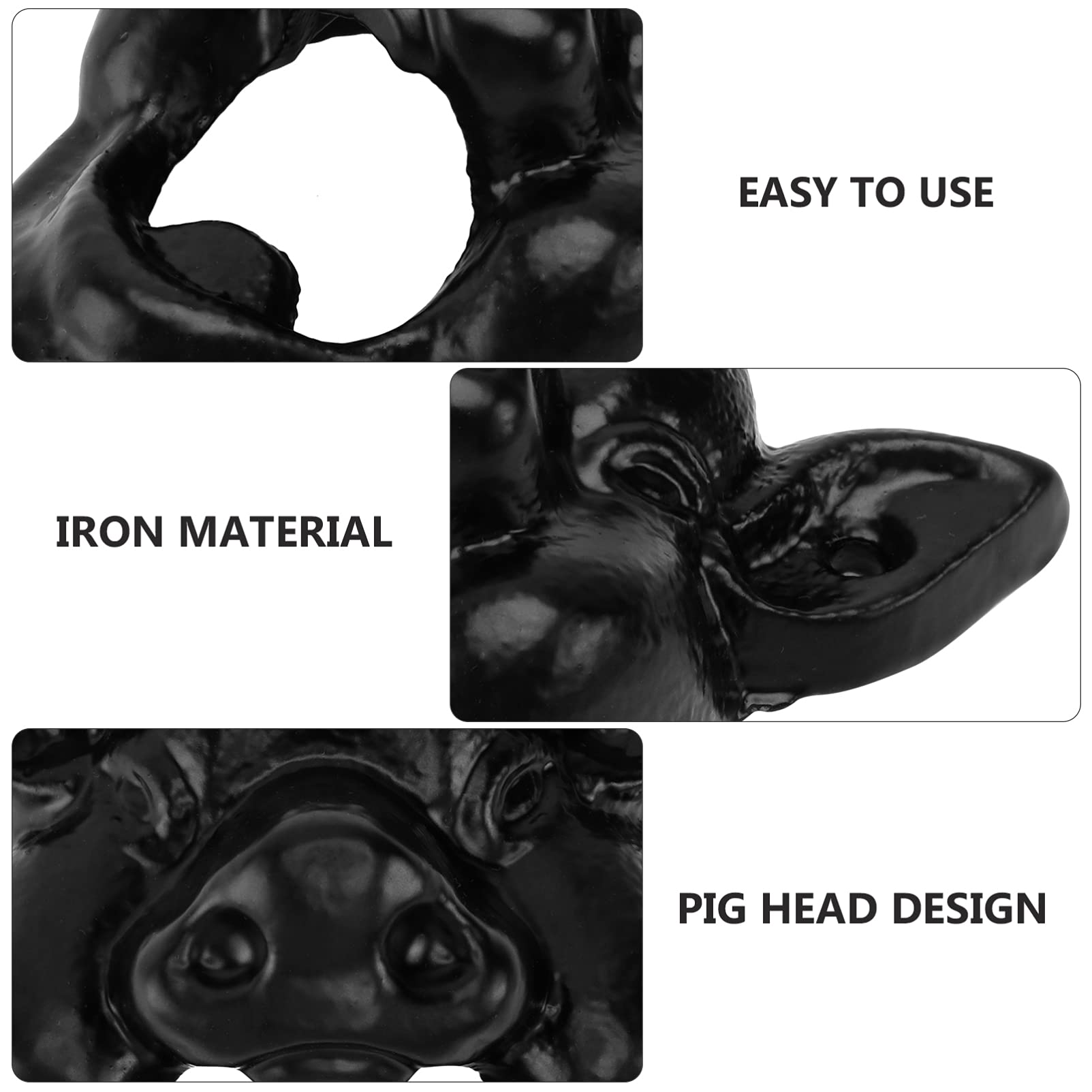 Amosfun Wall Mounted Bottle Opener Vintage Cast Iron Pig Head Beer Bottle Opener Animal Teeth Bite Beer Bartender Cap Open Tool for Bars KTV Hotels Housewarming Gift Black