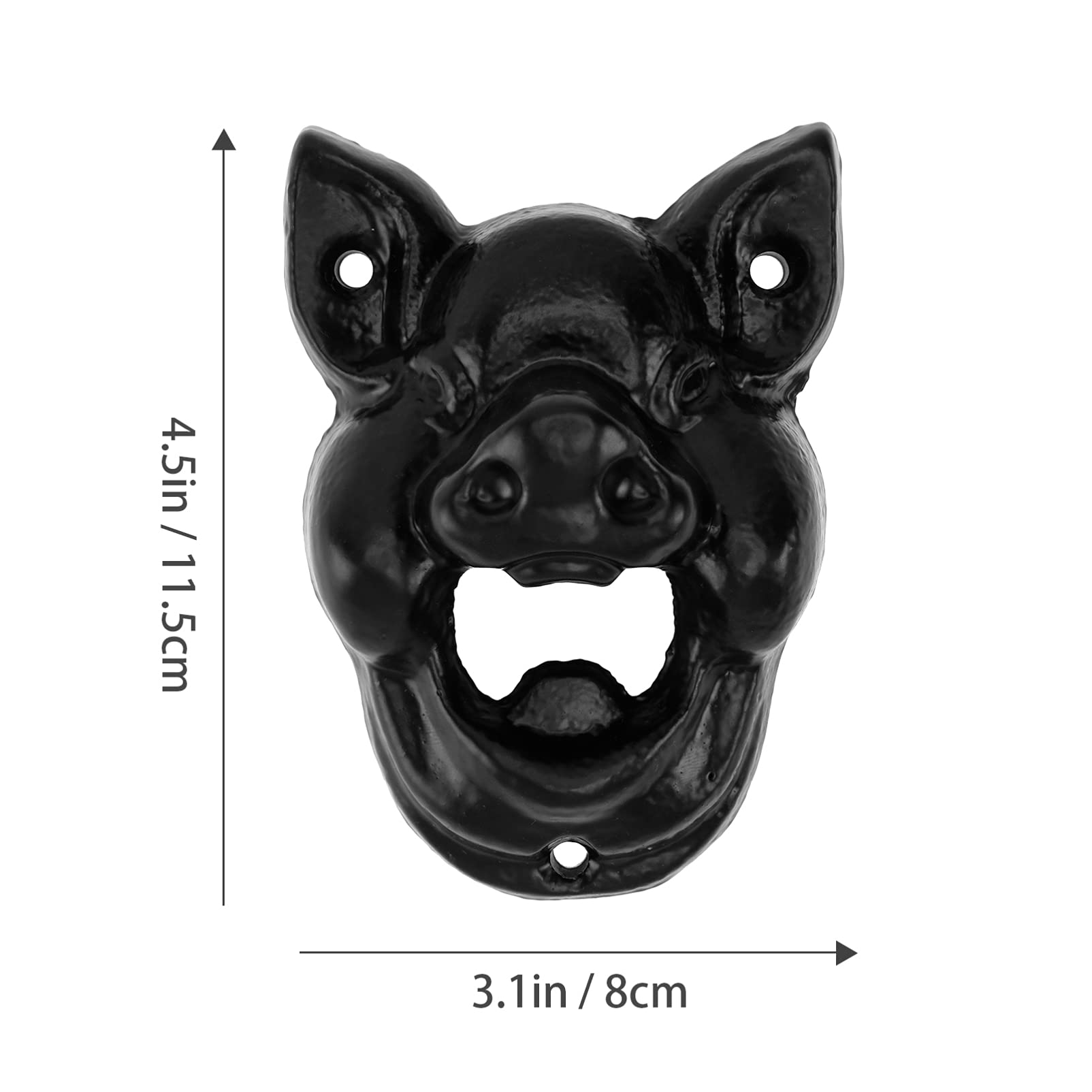 Amosfun Wall Mounted Bottle Opener Vintage Cast Iron Pig Head Beer Bottle Opener Animal Teeth Bite Beer Bartender Cap Open Tool for Bars KTV Hotels Housewarming Gift Black