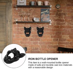 Amosfun Wall Mounted Bottle Opener Vintage Cast Iron Pig Head Beer Bottle Opener Animal Teeth Bite Beer Bartender Cap Open Tool for Bars KTV Hotels Housewarming Gift Black