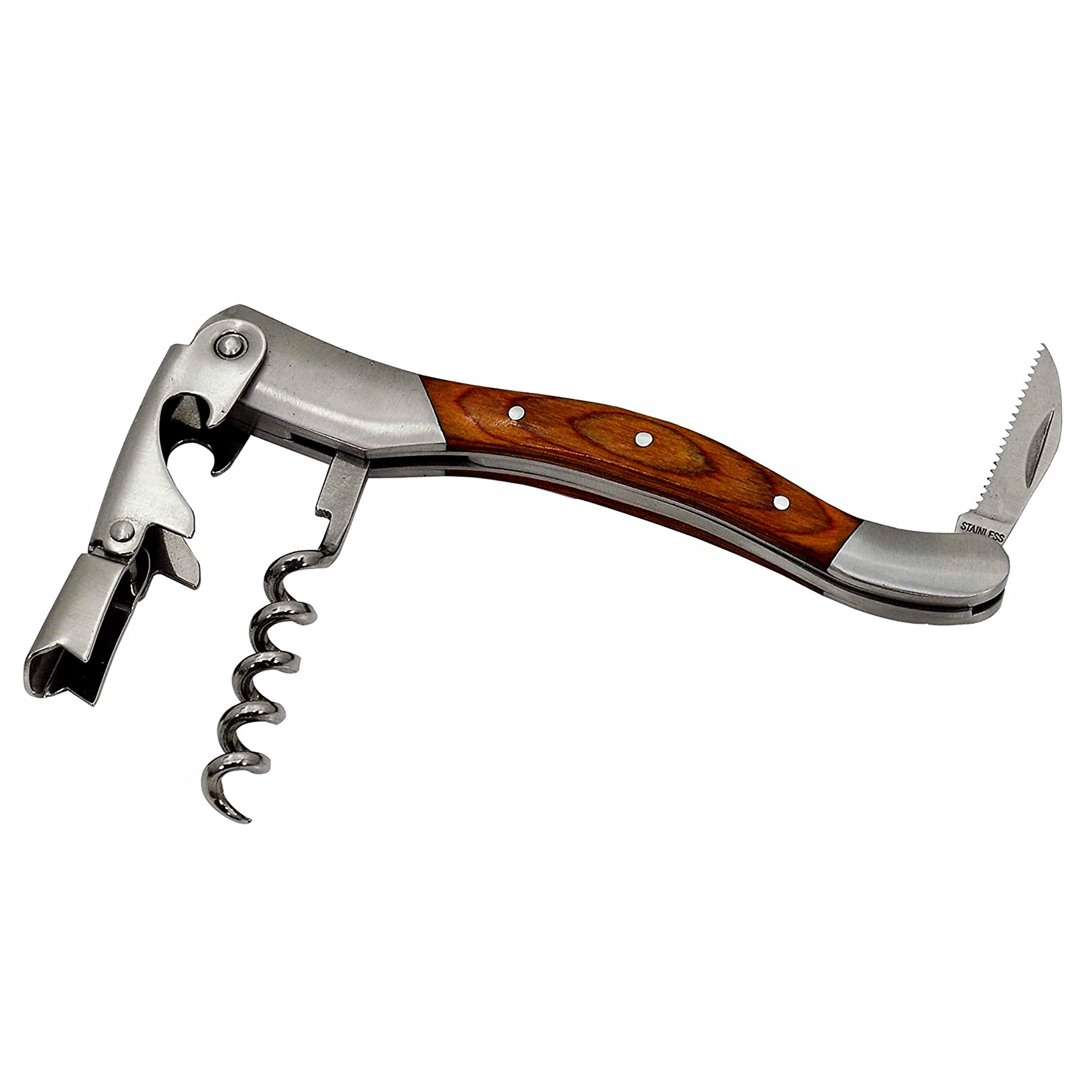 Legnoart Barbera Stainless Steel Sommelier Corkscrew with Oak Wood Handle