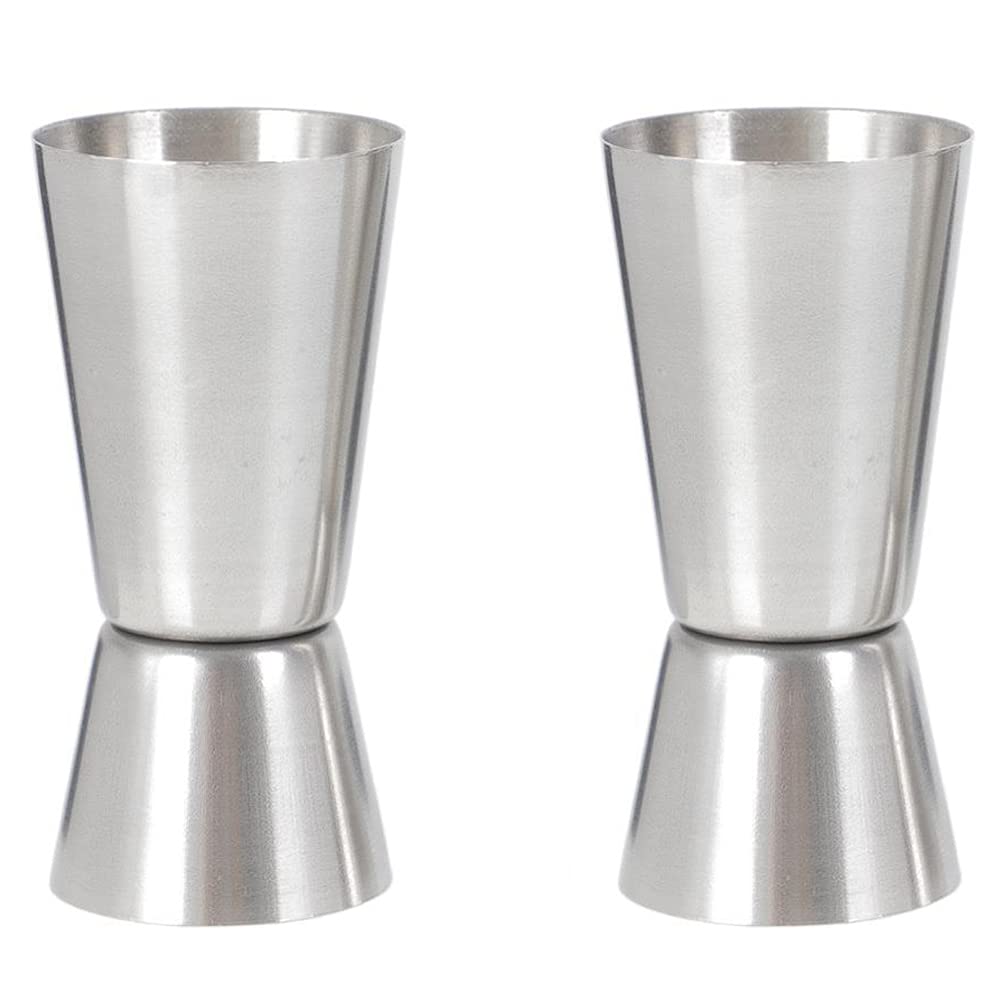 2 Pieces Double Jigger Drink Jigger Cocktail Jigger Double Cocktail Jigger Cocktail Measuring Cup Stainless Steel Bar Jigger 1/2oz & 1oz Cocktail Jigger Measuring Cup Bar Tool, Silver