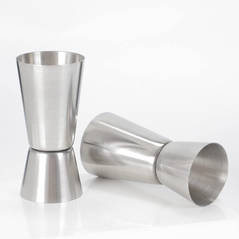 2 Pieces Double Jigger Drink Jigger Cocktail Jigger Double Cocktail Jigger Cocktail Measuring Cup Stainless Steel Bar Jigger 1/2oz & 1oz Cocktail Jigger Measuring Cup Bar Tool, Silver