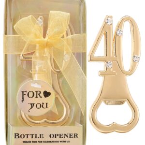 Set of 12 Creative Bottle Openers for 40th Birthday Party Favors or 40th Wedding Anniversary Party Gifts 40 Birthday Party Favors Souvenirs Decorations for Guests (12, Gold 40th)