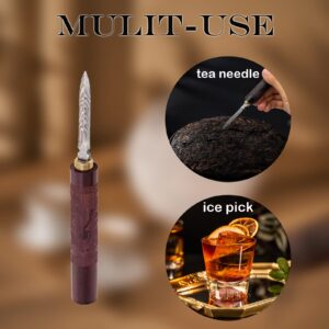 A/A Stainless Steel Tea Set Accessories Carving Knives Puer Tea Knife Professional Tool for Prying Puer Tea Cakes Ice Pick for Breaking Ice (Brown)