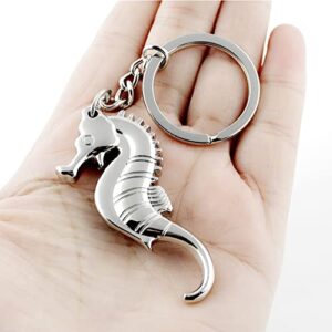 ARFUKA Bottle Opener Keychain Metal 3D Seahorse Pendant Beer Opener Beverage Soda Beer Bartender Bottle Opener Keyring Christmas Birthday Gift for Men and Women Silver