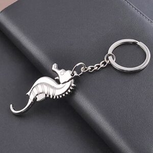 ARFUKA Bottle Opener Keychain Metal 3D Seahorse Pendant Beer Opener Beverage Soda Beer Bartender Bottle Opener Keyring Christmas Birthday Gift for Men and Women Silver