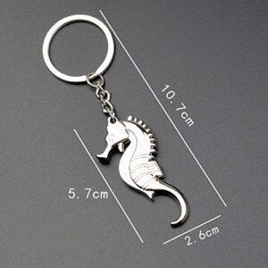 ARFUKA Bottle Opener Keychain Metal 3D Seahorse Pendant Beer Opener Beverage Soda Beer Bartender Bottle Opener Keyring Christmas Birthday Gift for Men and Women Silver