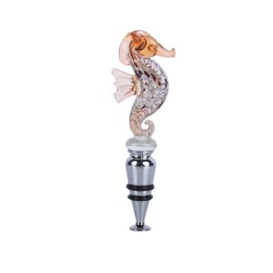 Glass Seahorse Wine Stopper - Tan