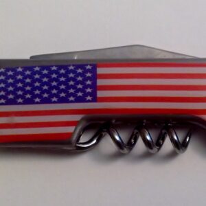 USA Flag 3 in 1 Metal Knife Corkscrew & Bottle Opener Key Ring