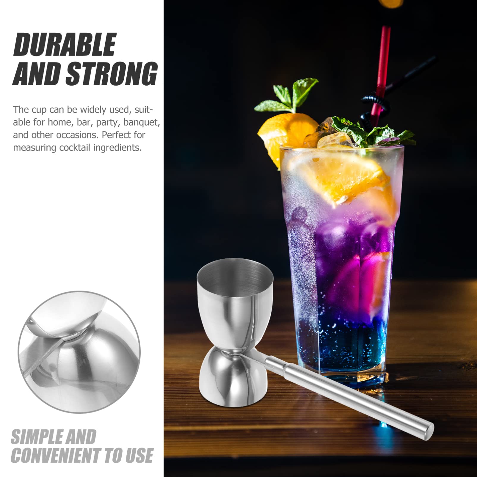 Zerodeko Jigger 2 Oz 1 Oz Double Cocktail Jiggers Stainless Steel Measuring Jigger with Handle Shot Measure Jigger Cocktail Measuring Cup for Bartending 30/60ml Cocktail Jigger