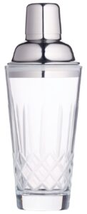 kitchen craft barcraft cut-glass cocktail shaker with stainless steel strainer, 400 ml (14 fl oz)