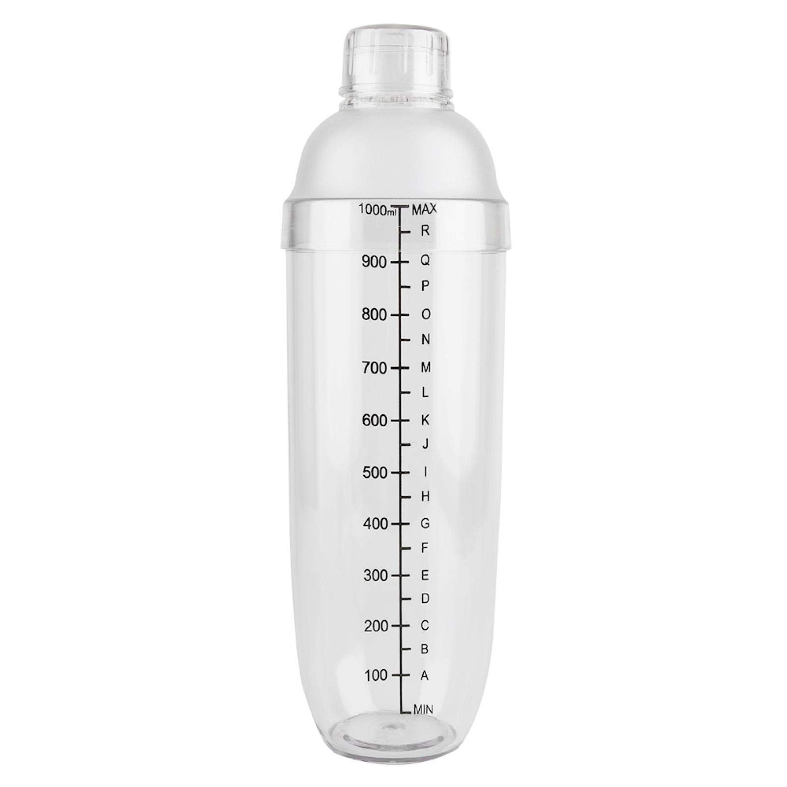 Plastic Cocktail Shaker, Clear Plastic Cocktail Shaker Plastic Cocktail Shaker with Scale and Strainer Top Drink Mixer Hand Shaker Cup with Scales(1000ML)