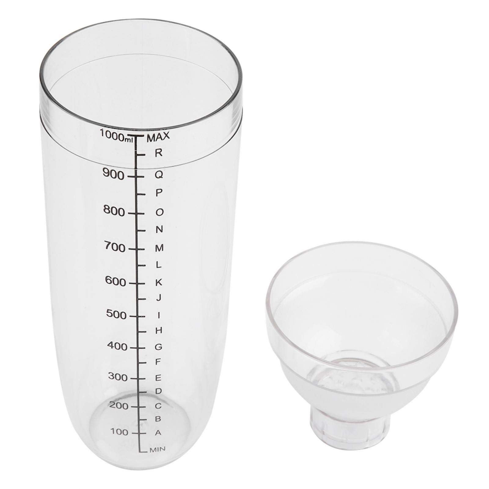 Plastic Cocktail Shaker, Clear Plastic Cocktail Shaker Plastic Cocktail Shaker with Scale and Strainer Top Drink Mixer Hand Shaker Cup with Scales(1000ML)