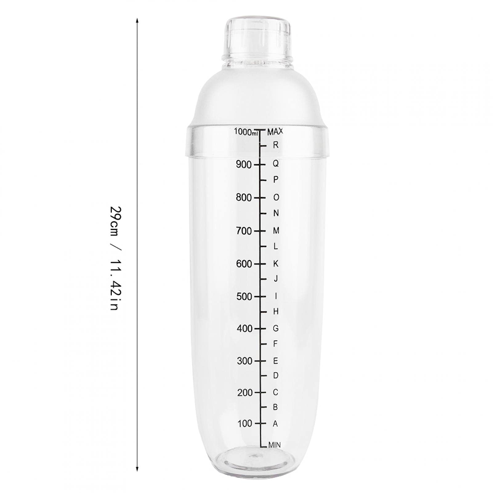 Plastic Cocktail Shaker, Clear Plastic Cocktail Shaker Plastic Cocktail Shaker with Scale and Strainer Top Drink Mixer Hand Shaker Cup with Scales(1000ML)