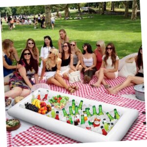 Outanaya 1pc Inflatable Ice Bar Galvanized Tub Inflatable Drink Container Ice Cooler Float Inflatable Salad Bar Ice Drink Floating Drink Holder Ice Cubes Outdoor Banquet White Pvc