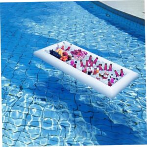 Outanaya 1pc Inflatable Ice Bar Galvanized Tub Inflatable Drink Container Ice Cooler Float Inflatable Salad Bar Ice Drink Floating Drink Holder Ice Cubes Outdoor Banquet White Pvc