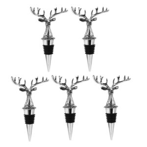 luozzy 5 pcs elk head bottle stopper christmas antler wine stopper christmas wine bottle stoppers christmas party supplies favors