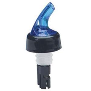 barwareaffair measured alcohol and liquor pourer with black collar automatic liquor pour spout auto-measure bottle pourer (12, blue 1 oz)