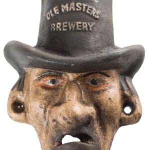 Cast Iron Top Hat Man "Ole Masters Brewery" Wall Mount Bottle Opener