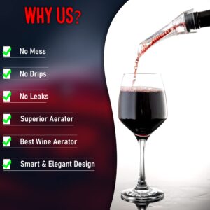 Wine Aerator Pourer Spout, Wine Air Aerator and Decanter for White and Red Wine Bottles, Portable Instant Wine Aerating Spout, No Spills or Drips, Wine Gifts for Women and Men