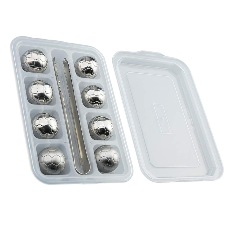 YARDWE 1 Set Stainless Steel Ice Pellets Round Ice Cube Whiskey Rocks Cocktails Ice Maker Beverage Cooling Stones Soccer Ice Cube Tray Round Cooler Stainless Ice Block Ice Cubes Ice Mold