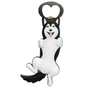 komkommax bottle opener magnetic with fridge magnets decoration, bottles opener cute animal bottle beer opener for beer coke bartender kitchen barware metal novelty cute fun shape (husky)