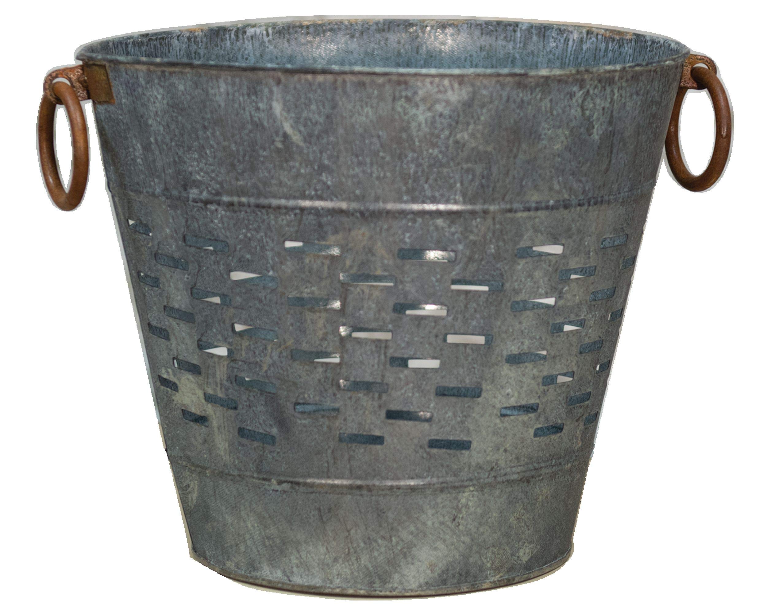 CWI Gifts 10.5" Galvanized Metal Olive Bucket