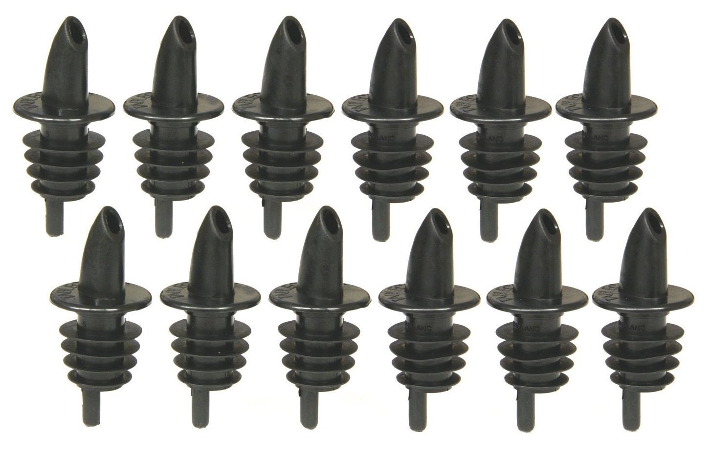 Update International Free-Flow Liquor Bottle Speed Pourers, Black, 12 count