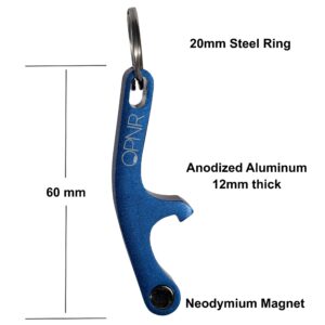 OPNR Mini Keychain Bottle Opener with Magnetic Lid Catch for Beer and Soda I Home Bar, Tailgating, and Bartender Use I Portable Manual Aluminum Lever I Catch caps, stick on fridge! (Diode Blue)