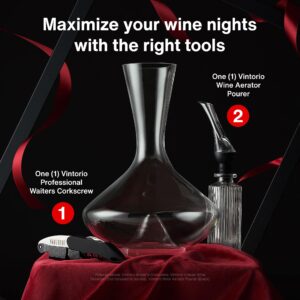 Wine Aerator Pourer and Waiter's Corkscrew Bundle (Black) by Vintorio