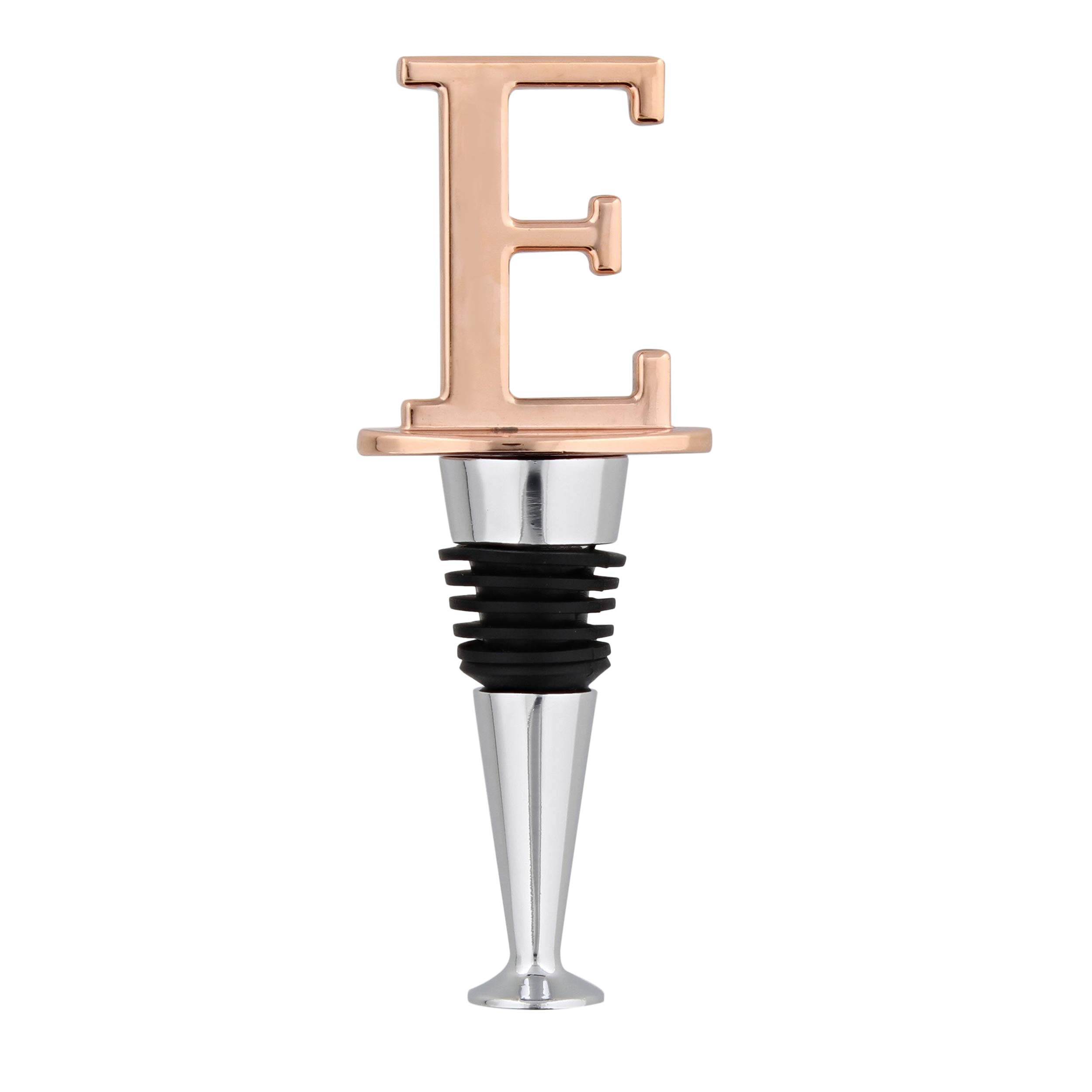 Bottle Wine Stopper Top Closer Seal with Monogrammed Letter “N” in Rose Gold - Reusable Wine Cork Saver Sealer Plug 1pk