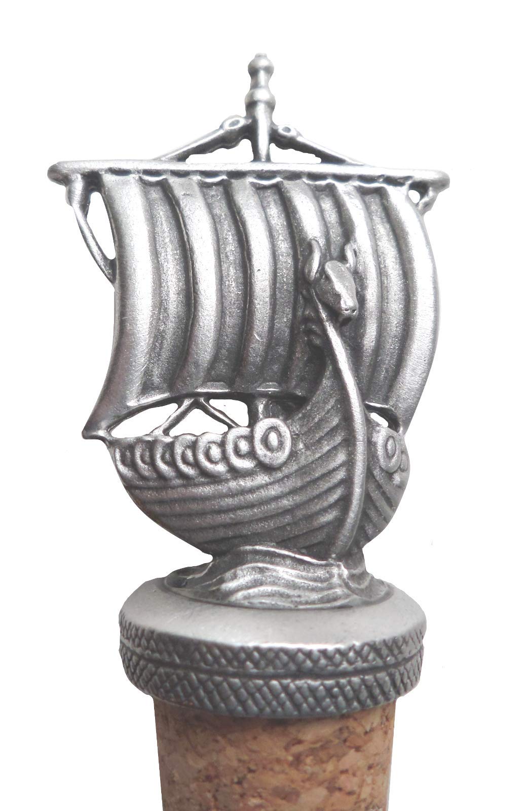 1000 Badges Viking Longship Cork & Pewter Wine Spirits Bottle Stopper Stop