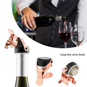 OWO Champagne Stoppers Stainless Steel Champagne Saver with Silicone Leak Proof Wine Stoppers for Red Wine Champagne Cava and Sparking