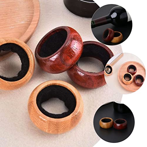 Luxshiny Wine Saver 4pcs Wine Drip Rings Wooden Wine Bottle Collars Drip Stoppers Wine Stop Accessories Anti-Overflow for Wine Bottles Bottle Stopper