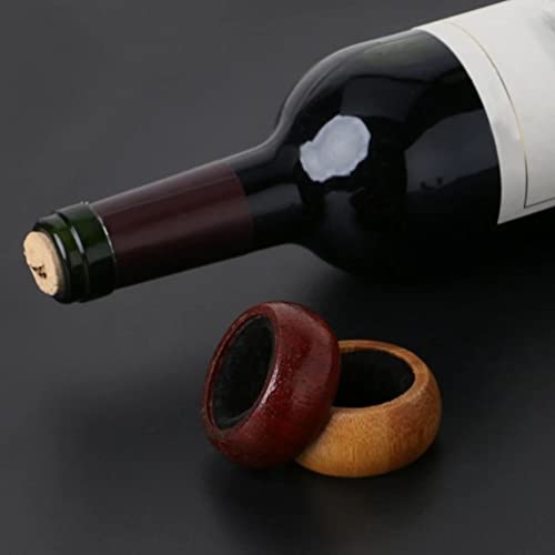 Luxshiny Wine Saver 4pcs Wine Drip Rings Wooden Wine Bottle Collars Drip Stoppers Wine Stop Accessories Anti-Overflow for Wine Bottles Bottle Stopper