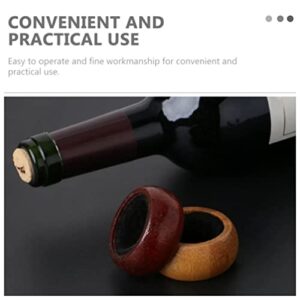 Luxshiny Wine Saver 4pcs Wine Drip Rings Wooden Wine Bottle Collars Drip Stoppers Wine Stop Accessories Anti-Overflow for Wine Bottles Bottle Stopper