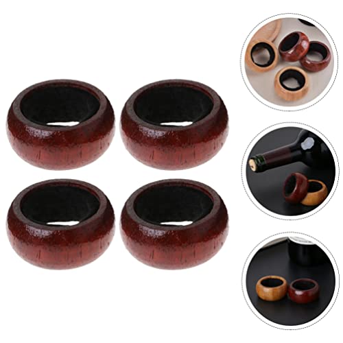 Luxshiny Wine Saver 4pcs Wine Drip Rings Wooden Wine Bottle Collars Drip Stoppers Wine Stop Accessories Anti-Overflow for Wine Bottles Bottle Stopper