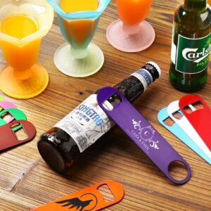 50 Pieces Bottle Opener Stainless Steel Flat Solid Bar Key 7 Inch Bartender Bottle Opener Hanging Beer Can Opener Colorful Beer Openers for Men Women Bar Kitchen Restaurant Party Supplies, 10 Colors