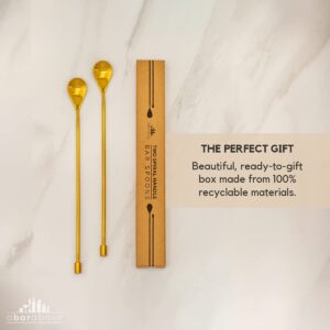 A Bar Above Bundle: 12 Inch Wooden Cocktail Muddler and 2pc Copper Cocktail Stirrer Set