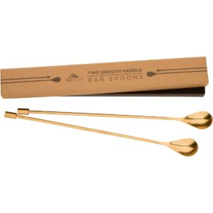 A Bar Above Bundle: 12 Inch Wooden Cocktail Muddler and 2pc Copper Cocktail Stirrer Set