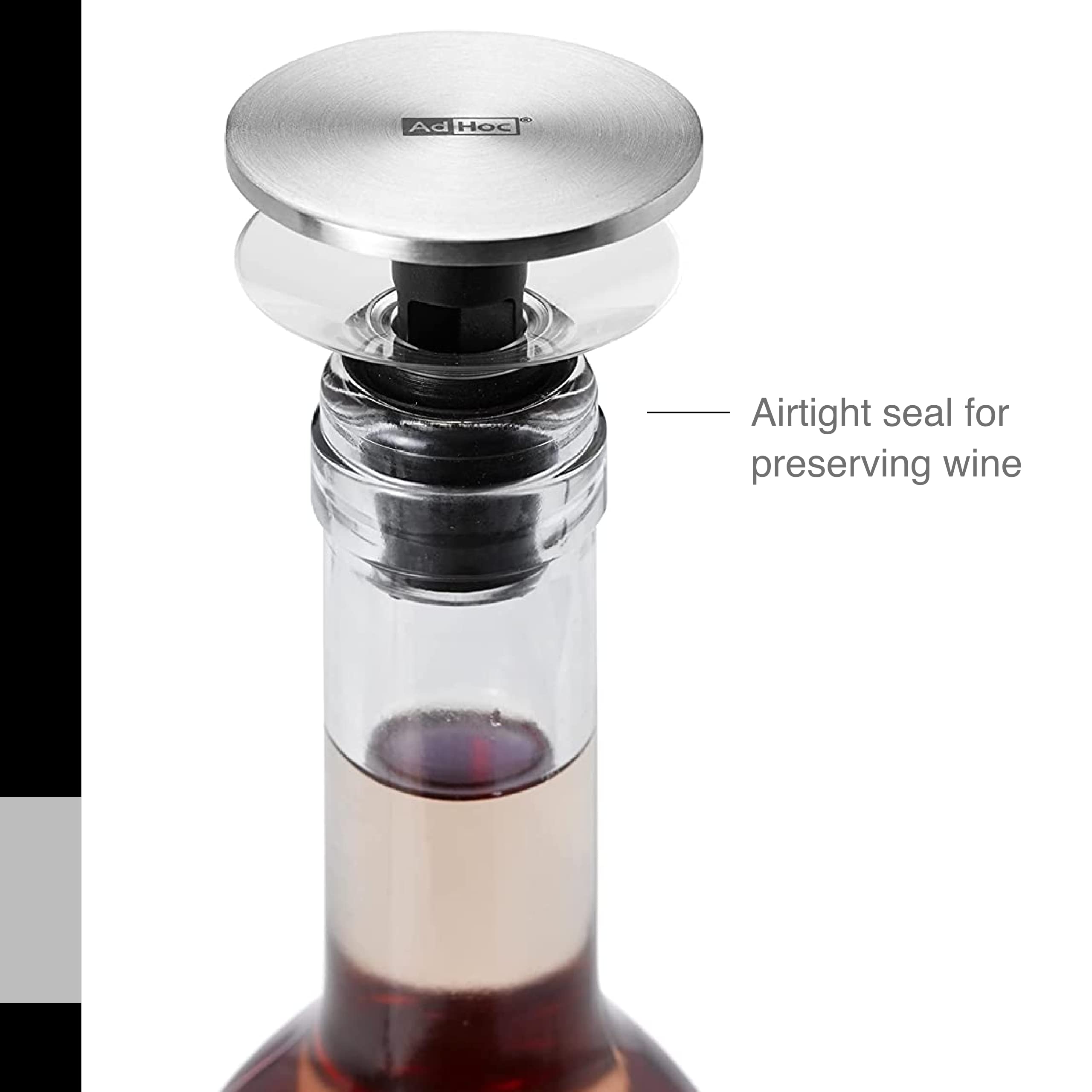 AdHoc Champ Wine Pourer and Stopper - Wine Aerator & Pourer with Drip Catcher - Red Wine Accessory - Hand Wash Kitchen Tool - 2.25"