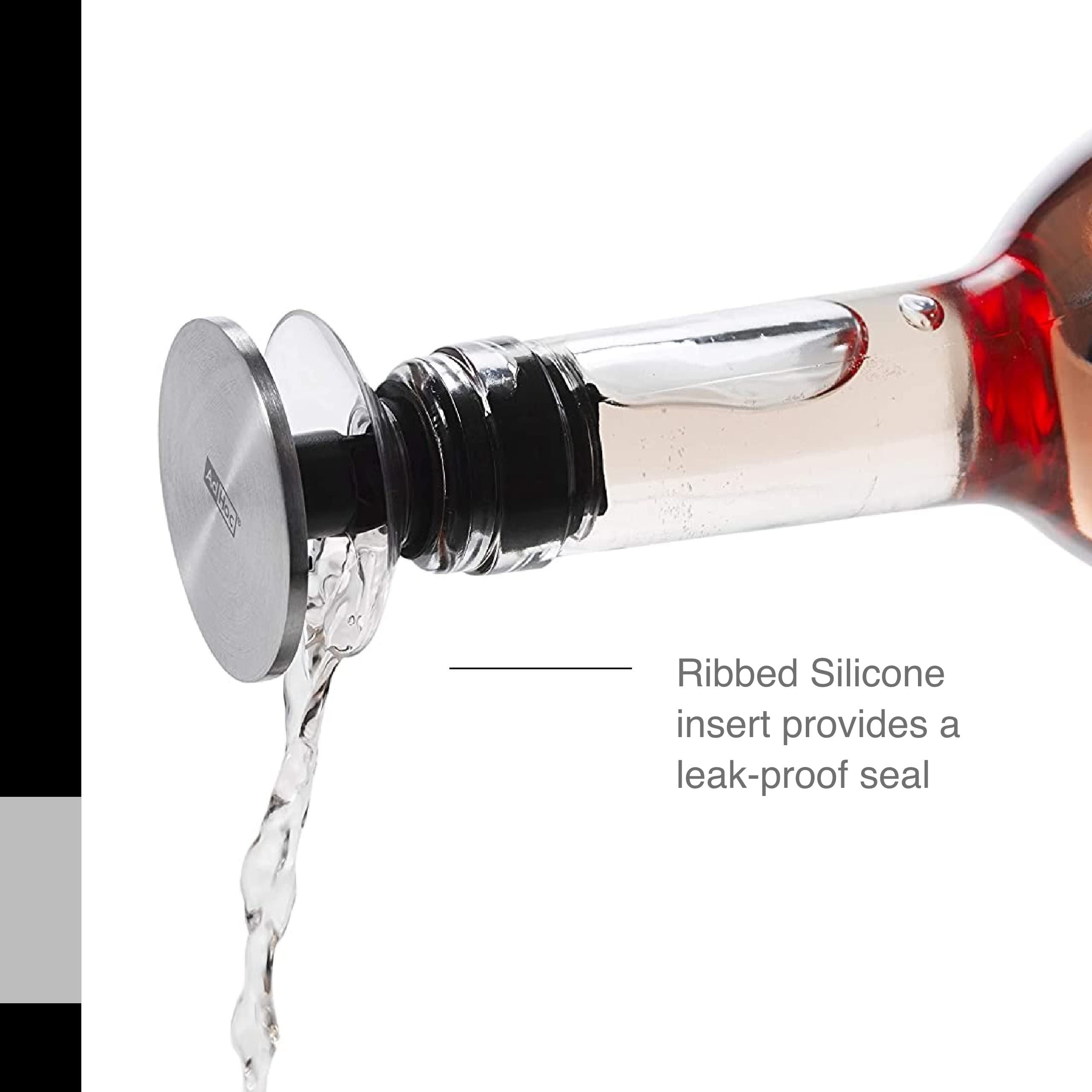 AdHoc Champ Wine Pourer and Stopper - Wine Aerator & Pourer with Drip Catcher - Red Wine Accessory - Hand Wash Kitchen Tool - 2.25"