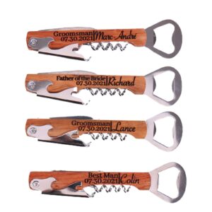 Personalized Engraved corkscrew opener Personalized wood bottle opener Wine corkscrew, custom bottle opener Bottle Openers Laser Engraved