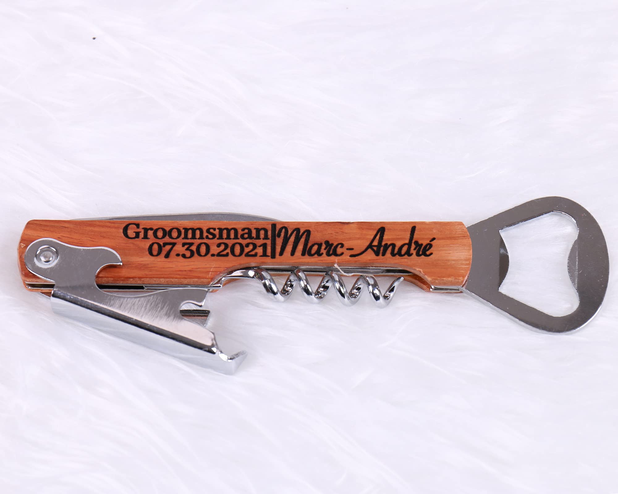 Personalized Engraved corkscrew opener Personalized wood bottle opener Wine corkscrew, custom bottle opener Bottle Openers Laser Engraved