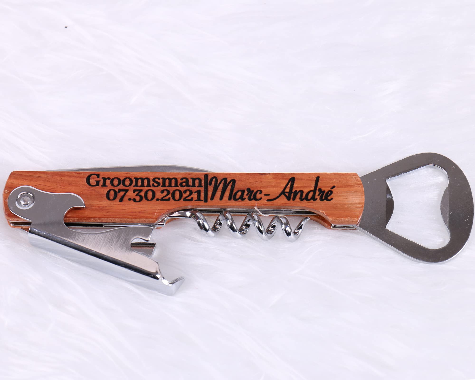 Personalized Engraved corkscrew opener Personalized wood bottle opener Wine corkscrew, custom bottle opener Bottle Openers Laser Engraved