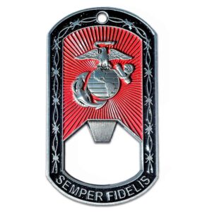 u.s. marine corps (usmc) dog tag bottle opener or challenge coin | perfect veteran, marine & military gift |