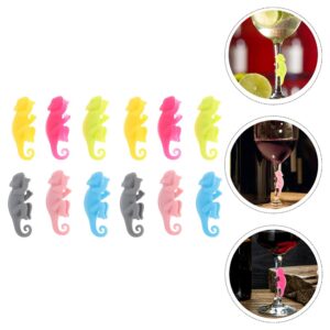 DOITOOL Drink Bottle Label 12pcs Silicone Wine Glass Markers Lizard Wine Glass Charms Animal Cup Charms Drink Markers Cup Rim Markers for Bar Party (Random Color) Martini Tumbler